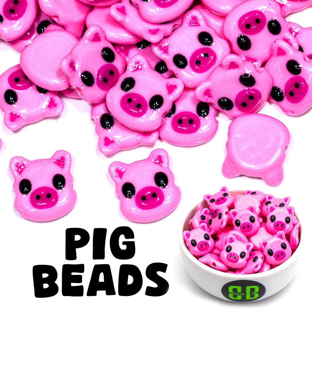 Pig Kandi Beads | Packs of 5, 10, 20, or 30 Beads. Music Festival ...