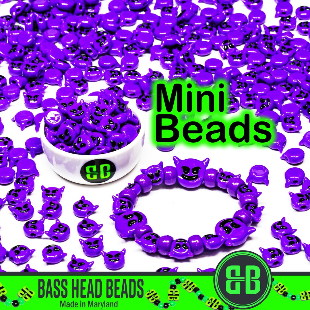 Mini Devil Emoji Kandi Beads | Packs of 5, 10, 20, or 30 Beads. Music ...