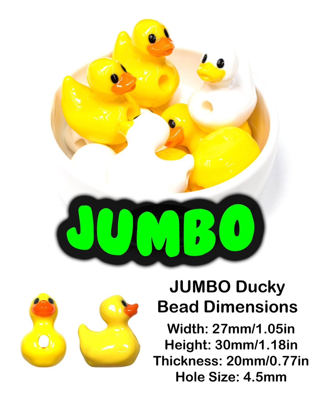 Jumbo Rubber Ducky Beads | Packs of 2, 4, 8, or 16 Beads. Music ...