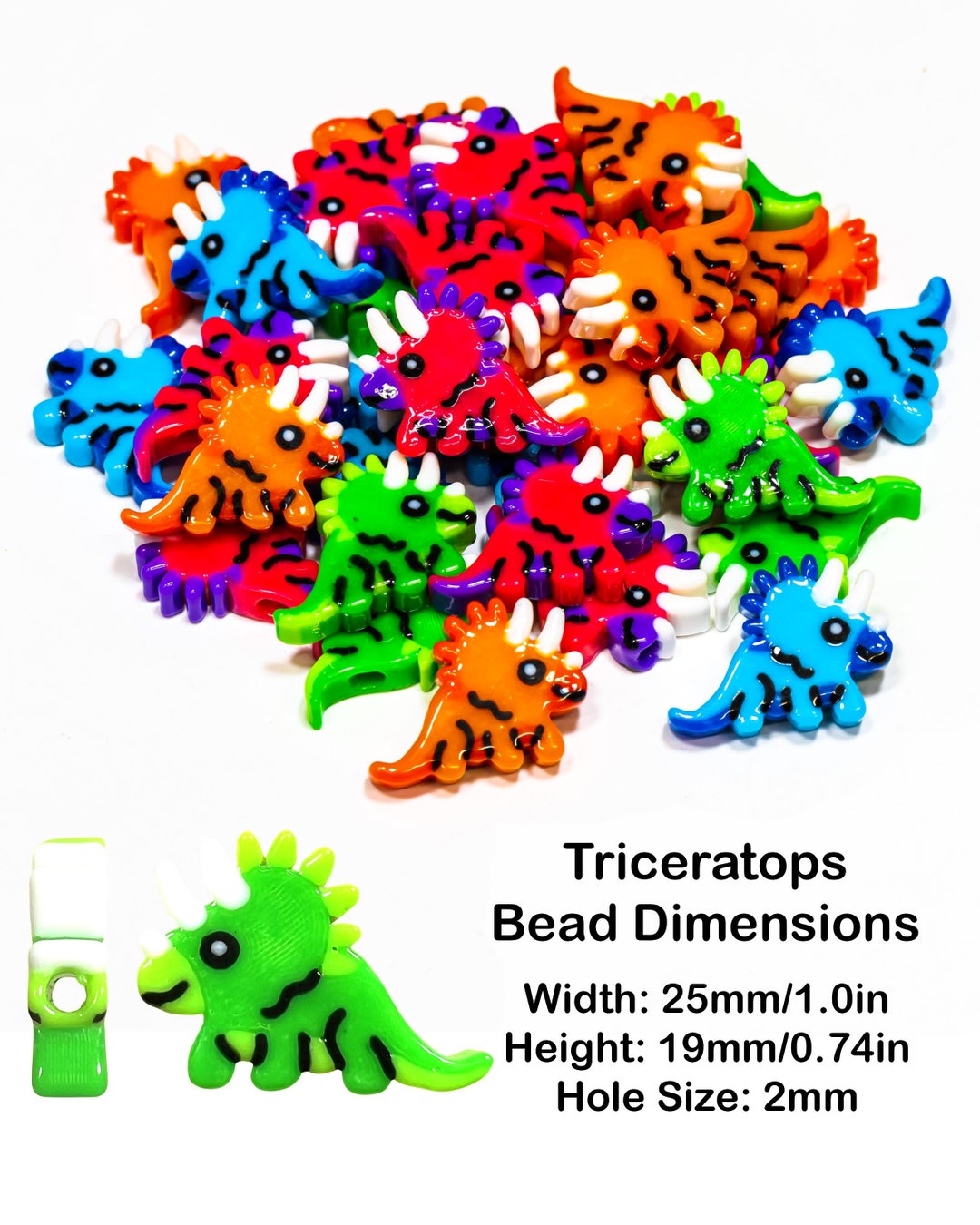 Triceratops Dinosaur Kandi Beads Choose From Blue Green - Etsy