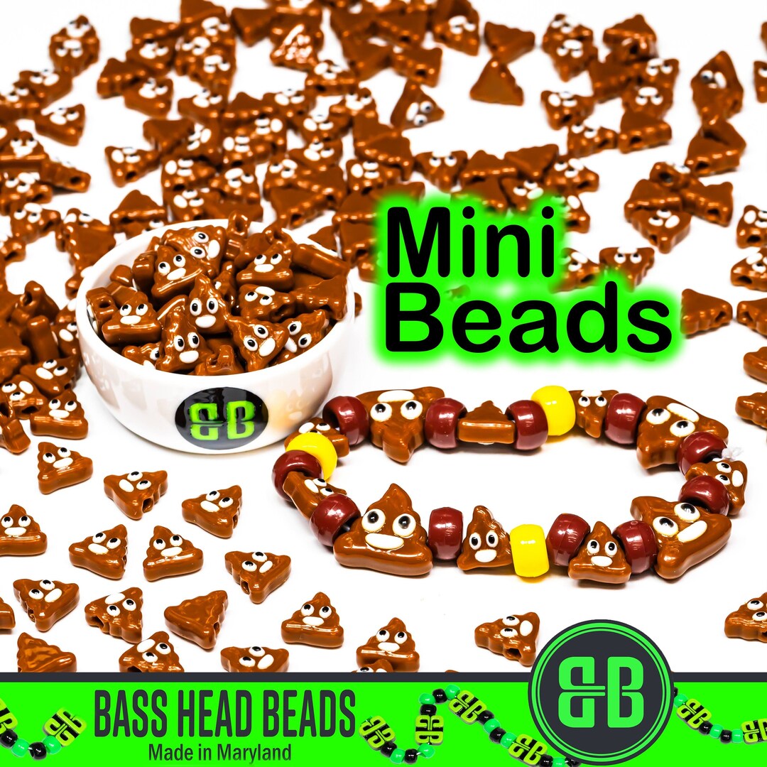 Mini Poop Emoji Kandi Beads | Packs of 5, 10, 20, or 30 Beads. Music ...