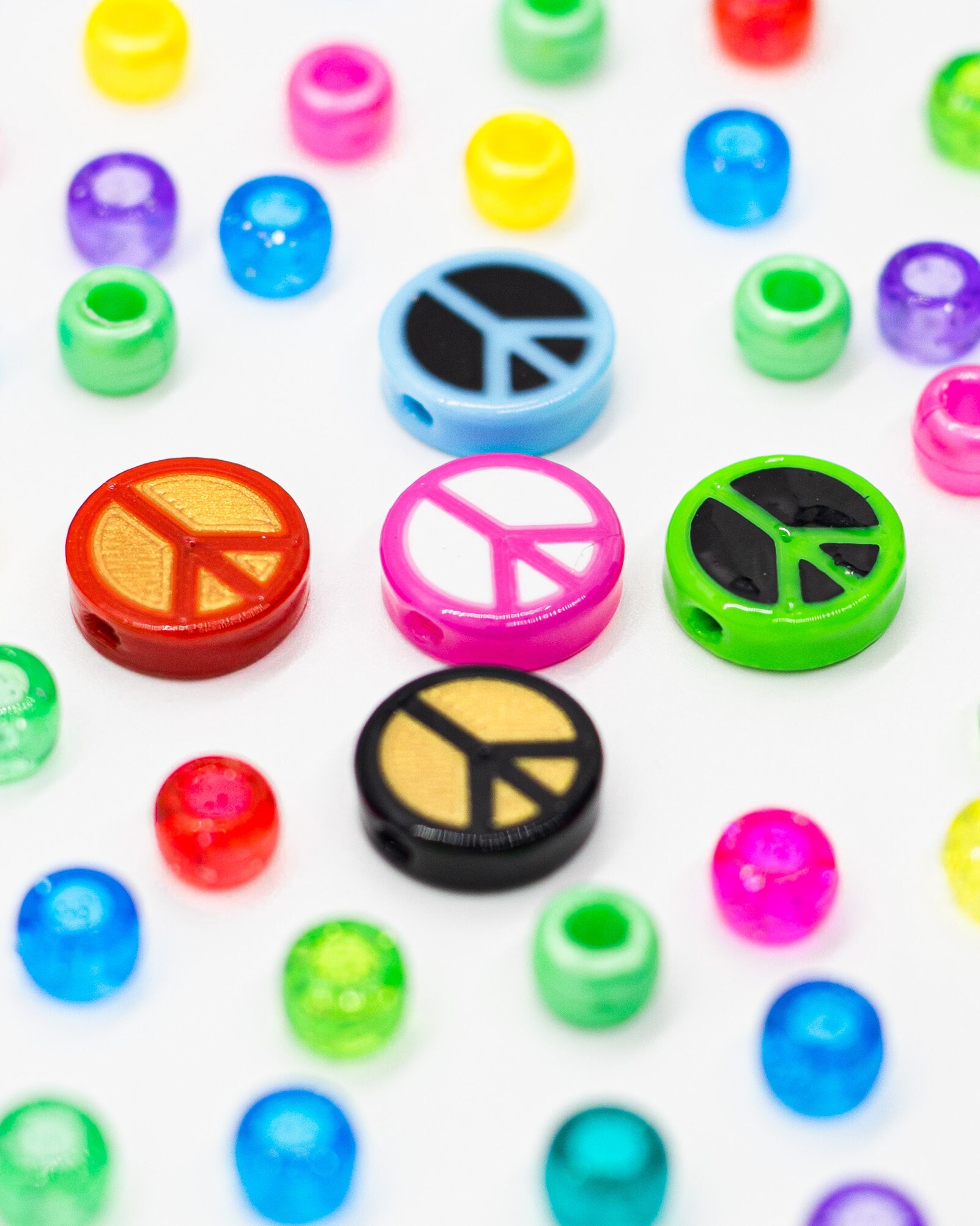 Peace Sign Kandi Beads Choose From Blue Black Red Gold - Etsy
