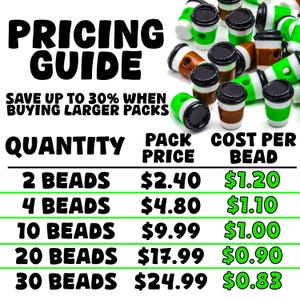 Coffee Cup Kandi Beads | Packs of 4, 12, 24, or 36 Beads. Music ...