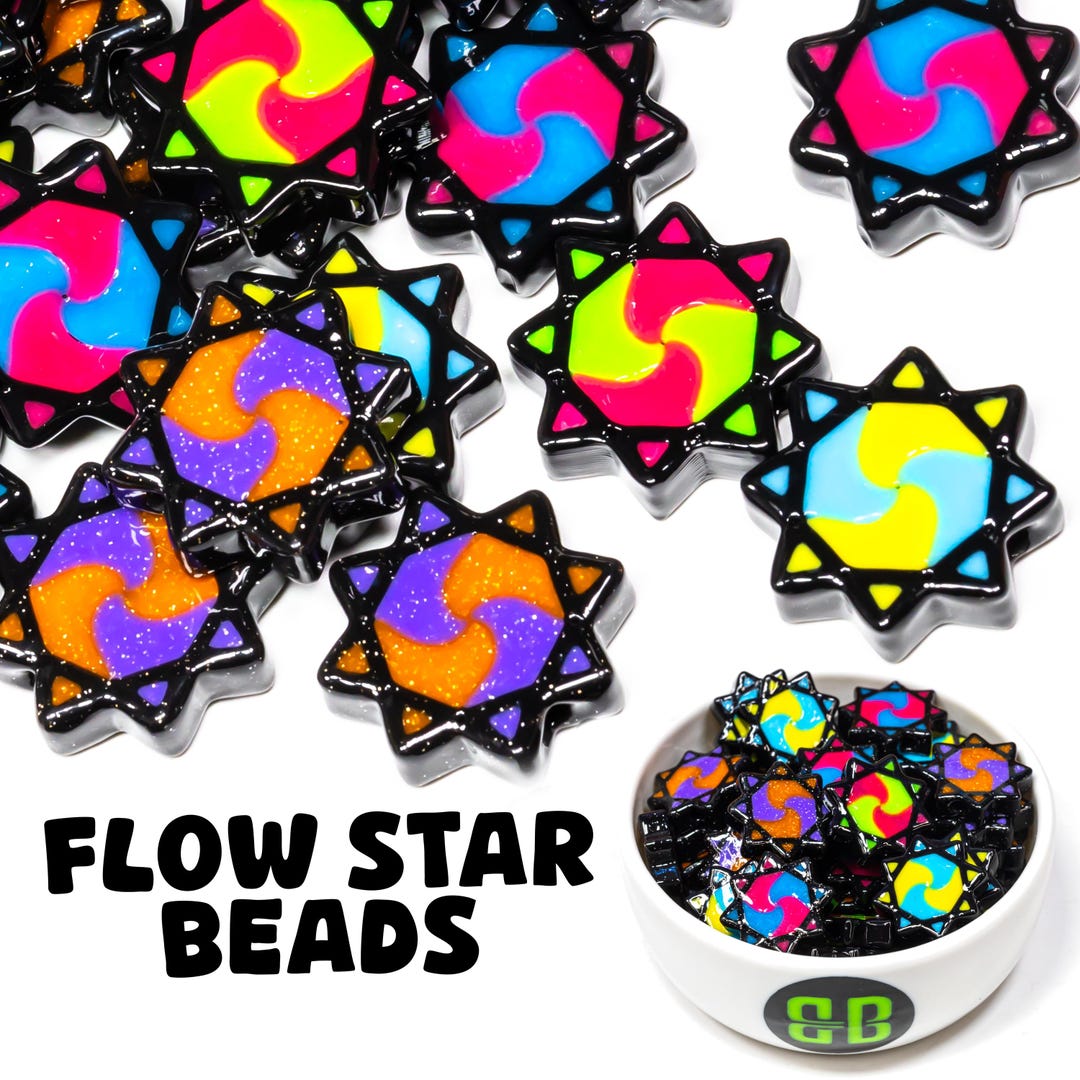 Flowstar Kandi Beads | Packs of 4, 12, 24, or 36 Beads. Rave Charms in ...