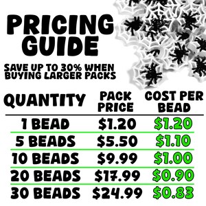 Spider Kandi Beads for Spooky Halloween Kandi | Packs of 5, 10, 20, or ...