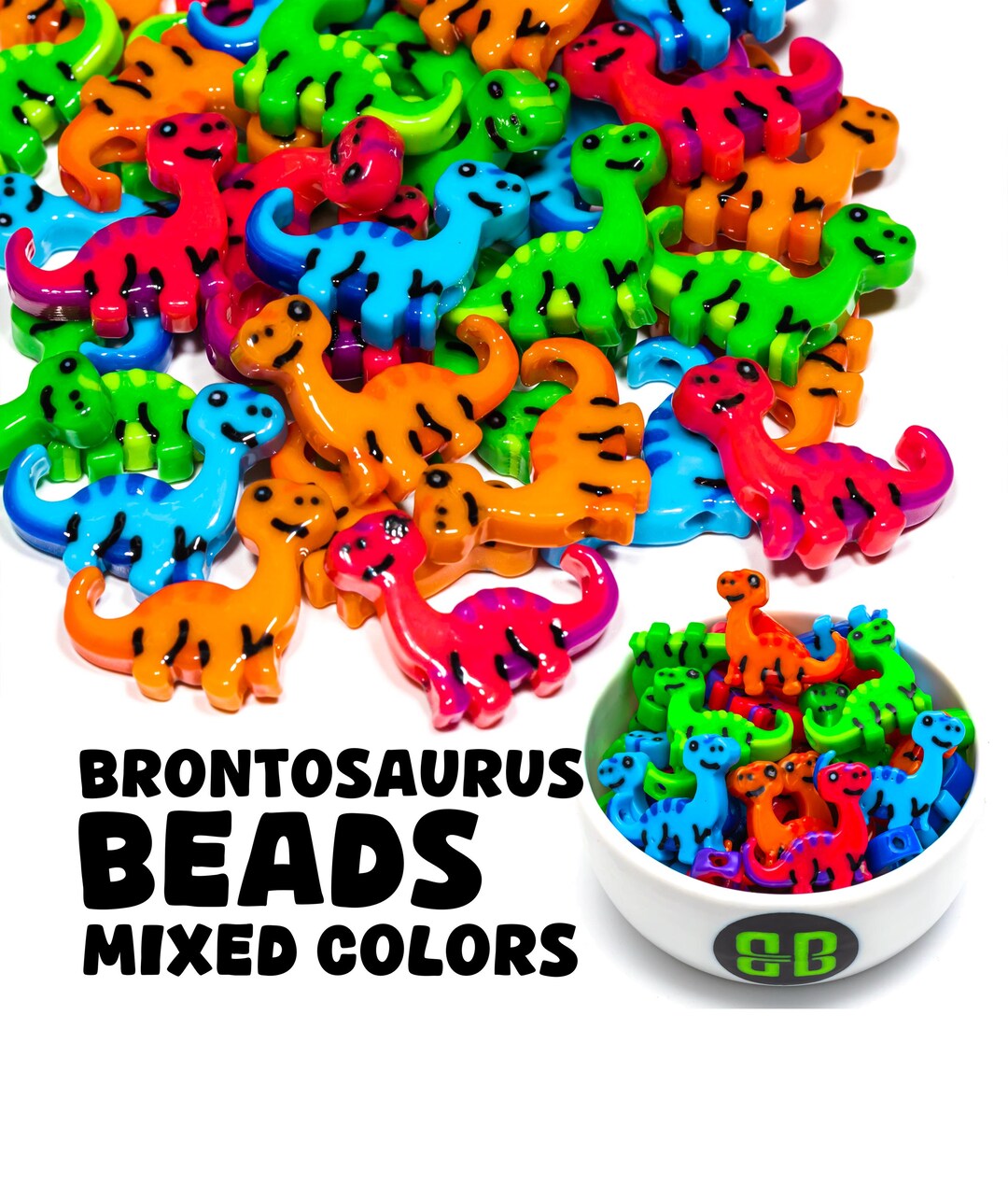 Brontosaurus Dinosaur Kandi Beads | Colorful Rave Charms - Etsy UK