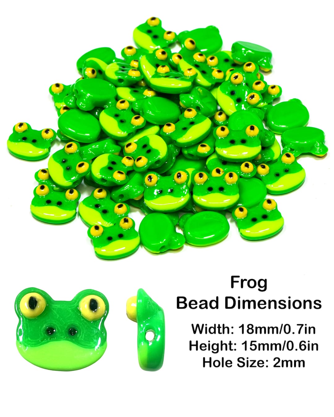 Frog Kandi Beads Packs of 10, 20, 30, or 50 Beads. 3D Printed Music ...