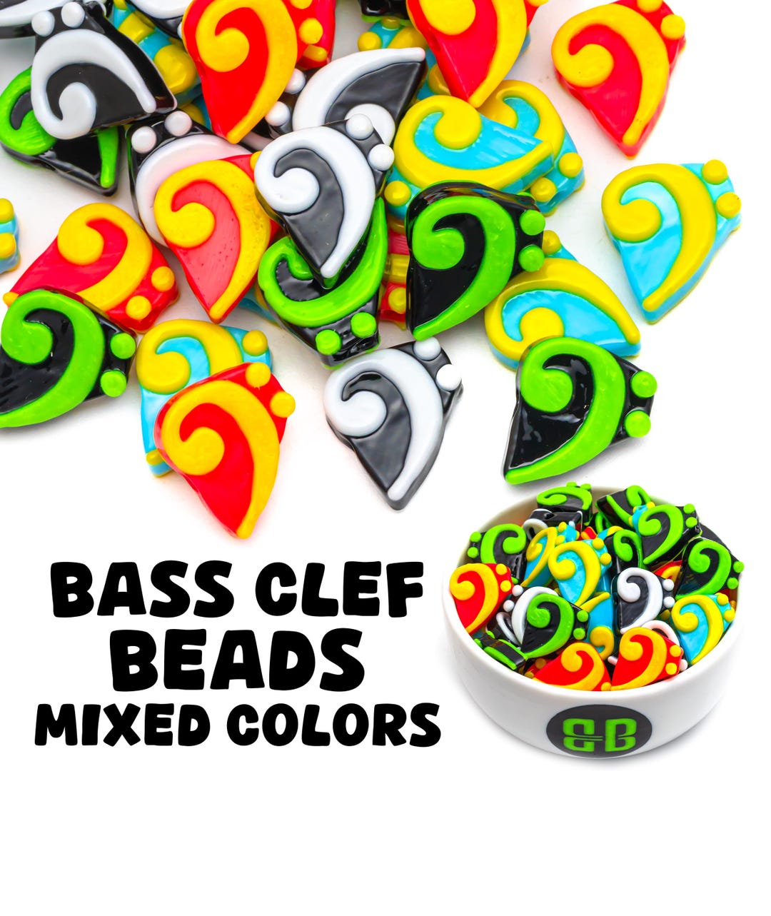 Bass Clef Kandi Beads | Colorful Rave Music Charms - Etsy