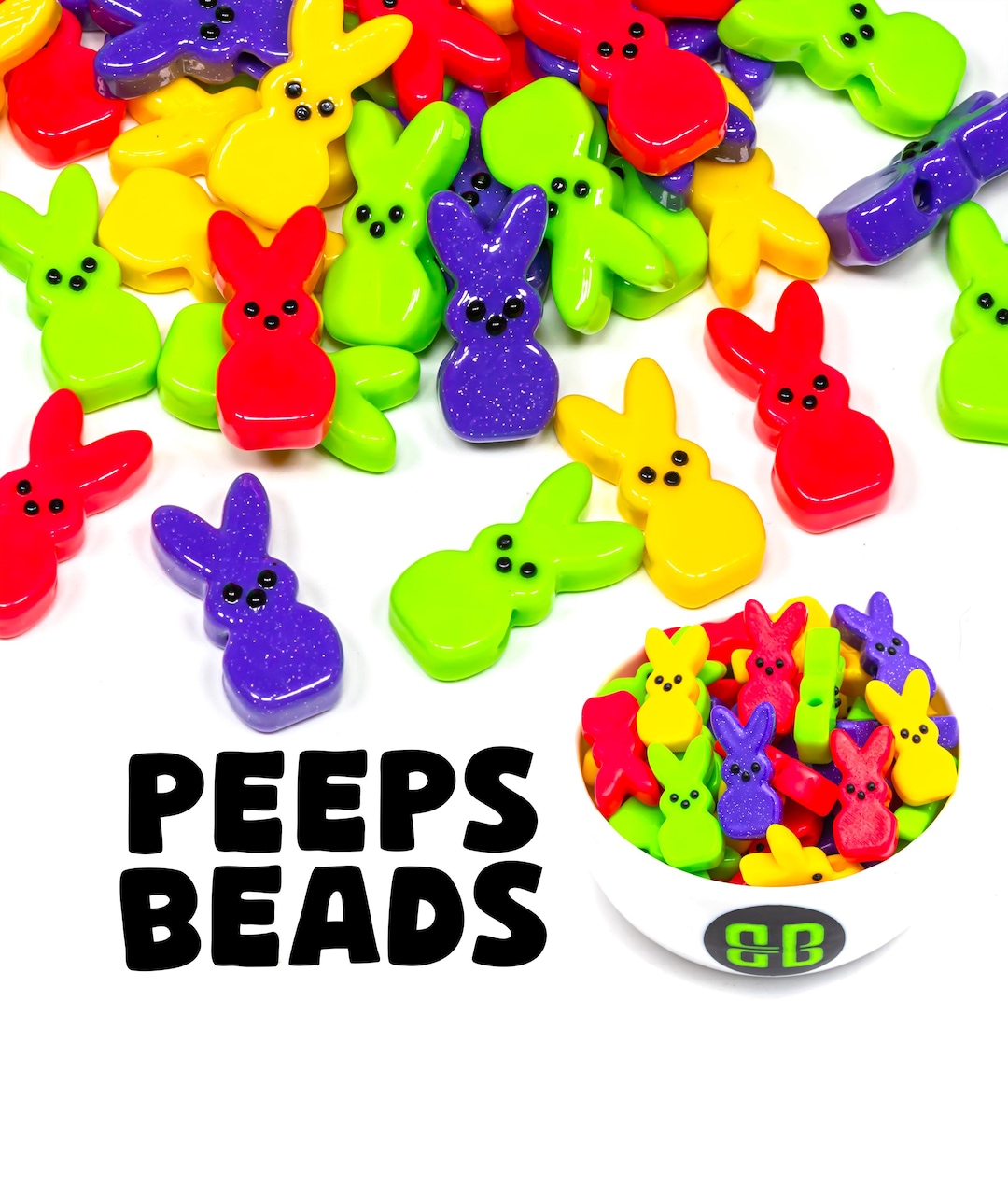 Peeps Kandi Beads | Packs of 4, 12, 24, or 36 Beads. Music Festival ...