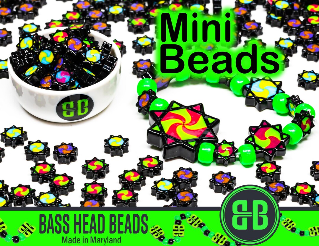 Mini Flowstar Kandi Beads Packs of 12, 24, 36, or 60 Beads. 3D Printed ...