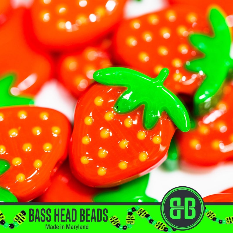 Strawberry Kandi Beads | Glossy Plastic Rave Charms - Etsy