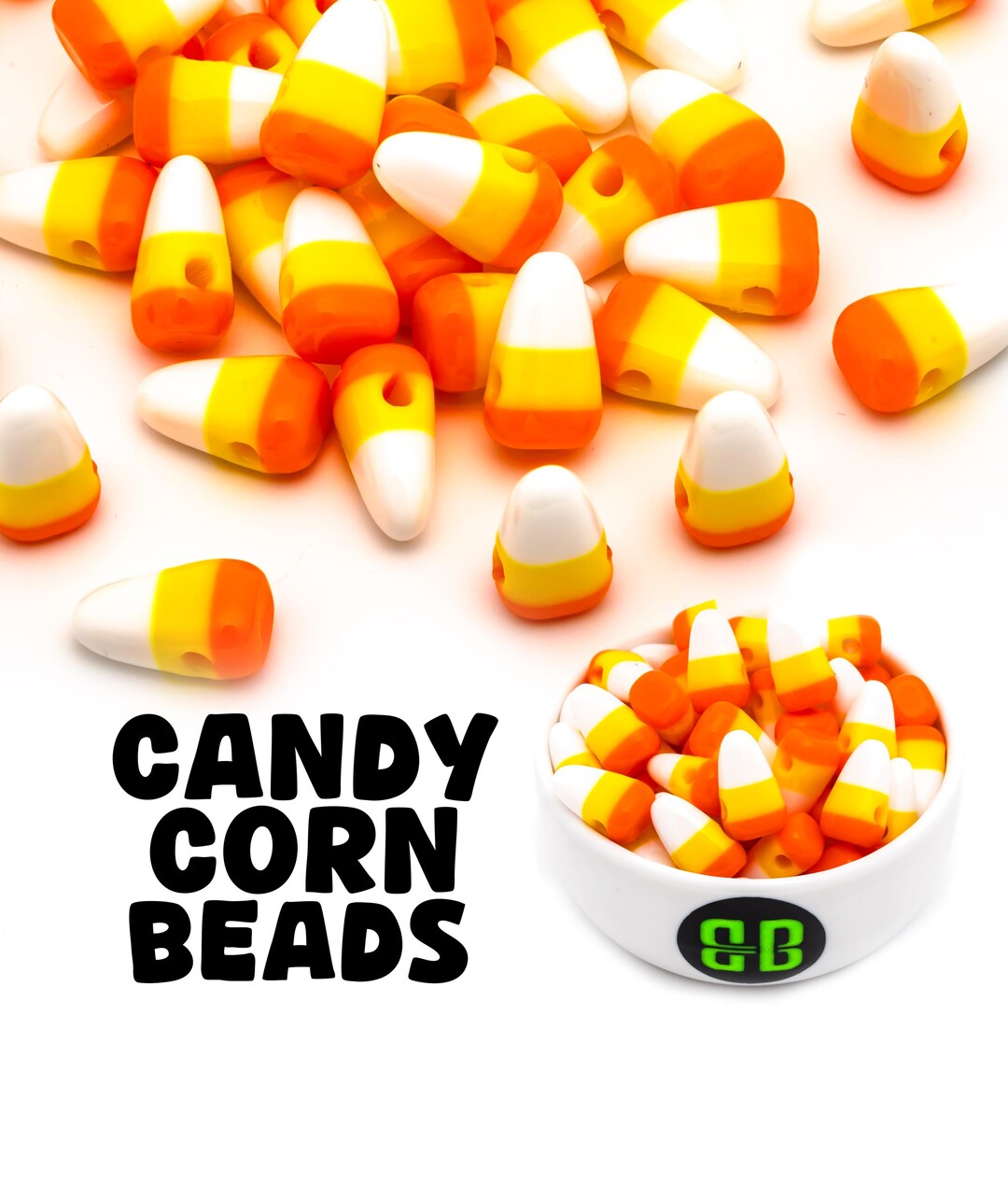 Candy Corn Kandi Beads | Glossy Rave Charms - Etsy