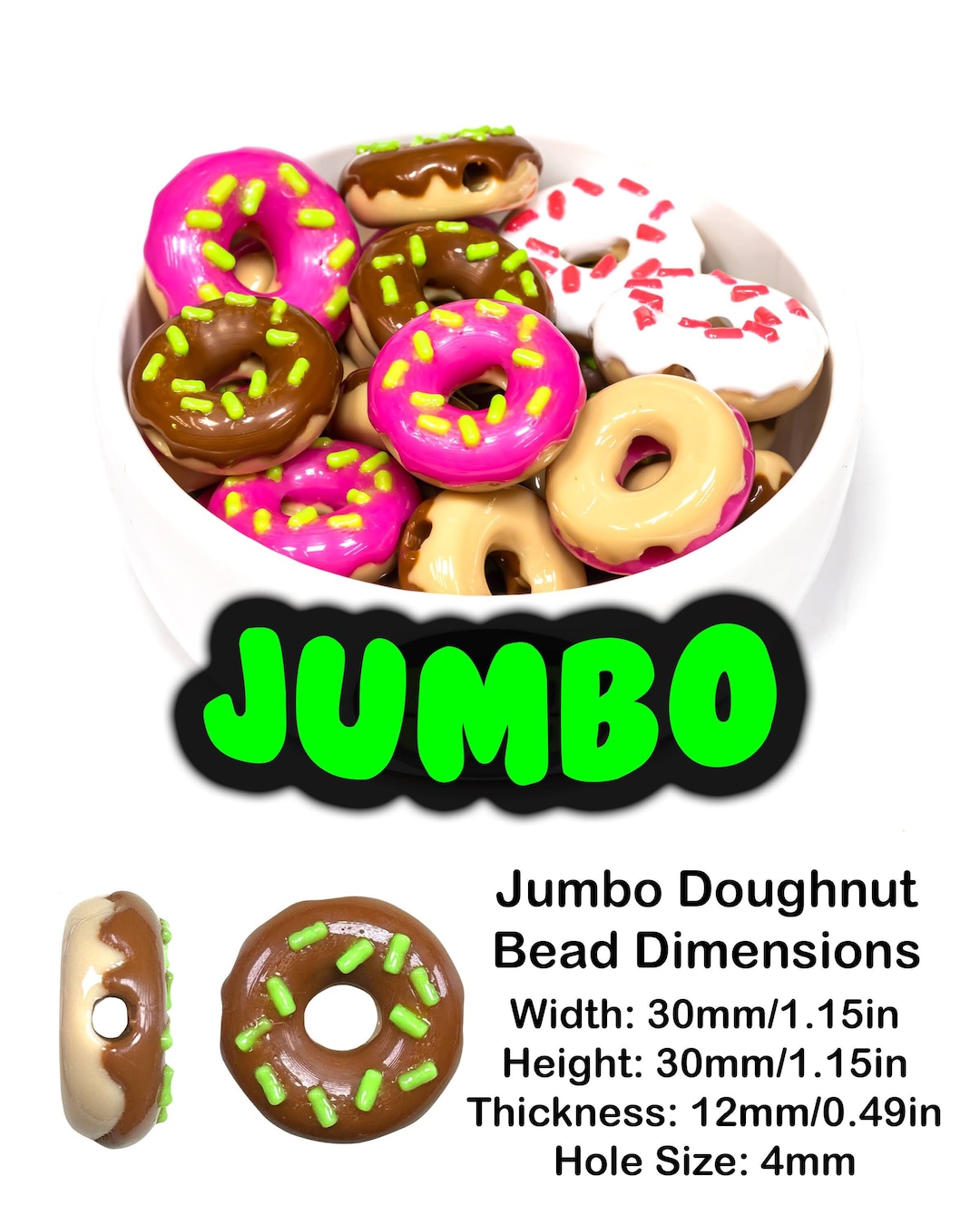 Jumbo Donut Beads | Glossy Plastic Rave Charms - Etsy