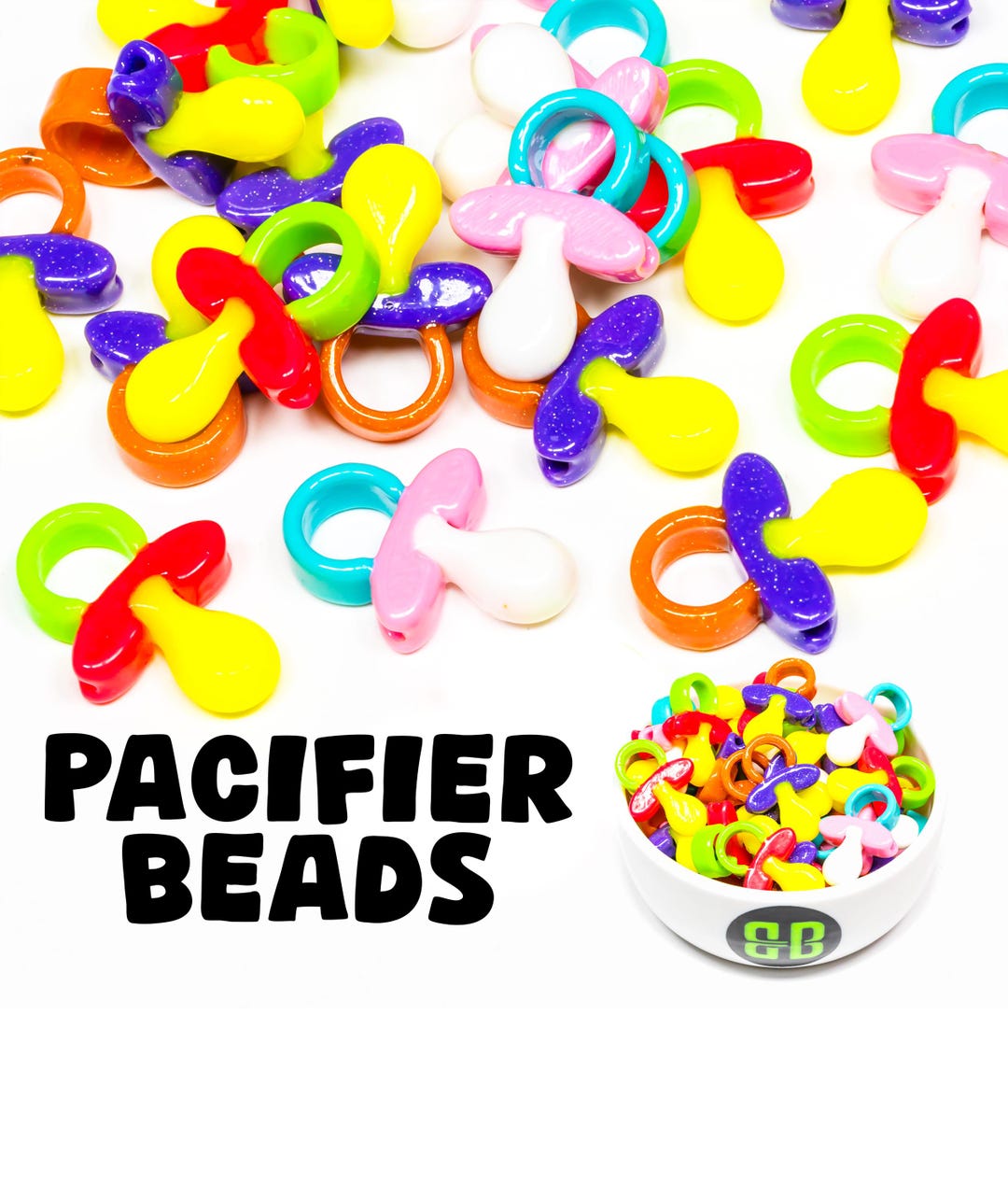 Pacifier Kandi Beads | Packs of 6, 12, 24, or 36 Beads. Music Festival ...