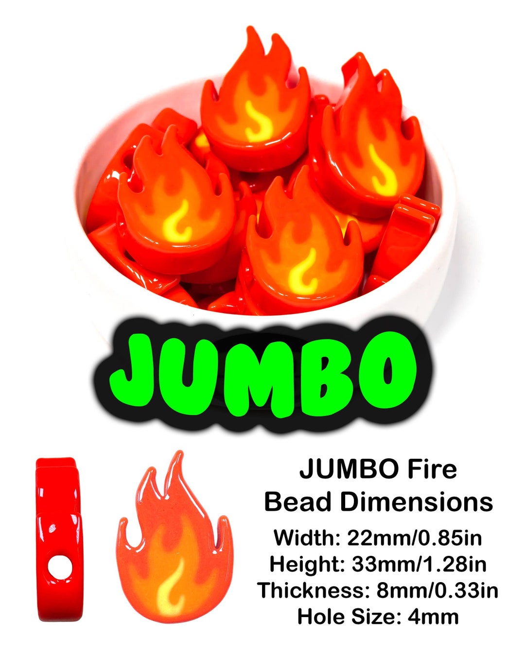 Jumbo Fire Beads | Glossy Plastic Rave Charms - Etsy