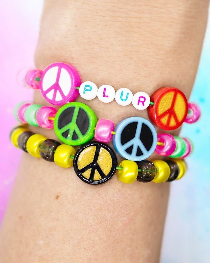 Peace Sign Kandi Beads Choose From Blue Black Red Gold - Etsy