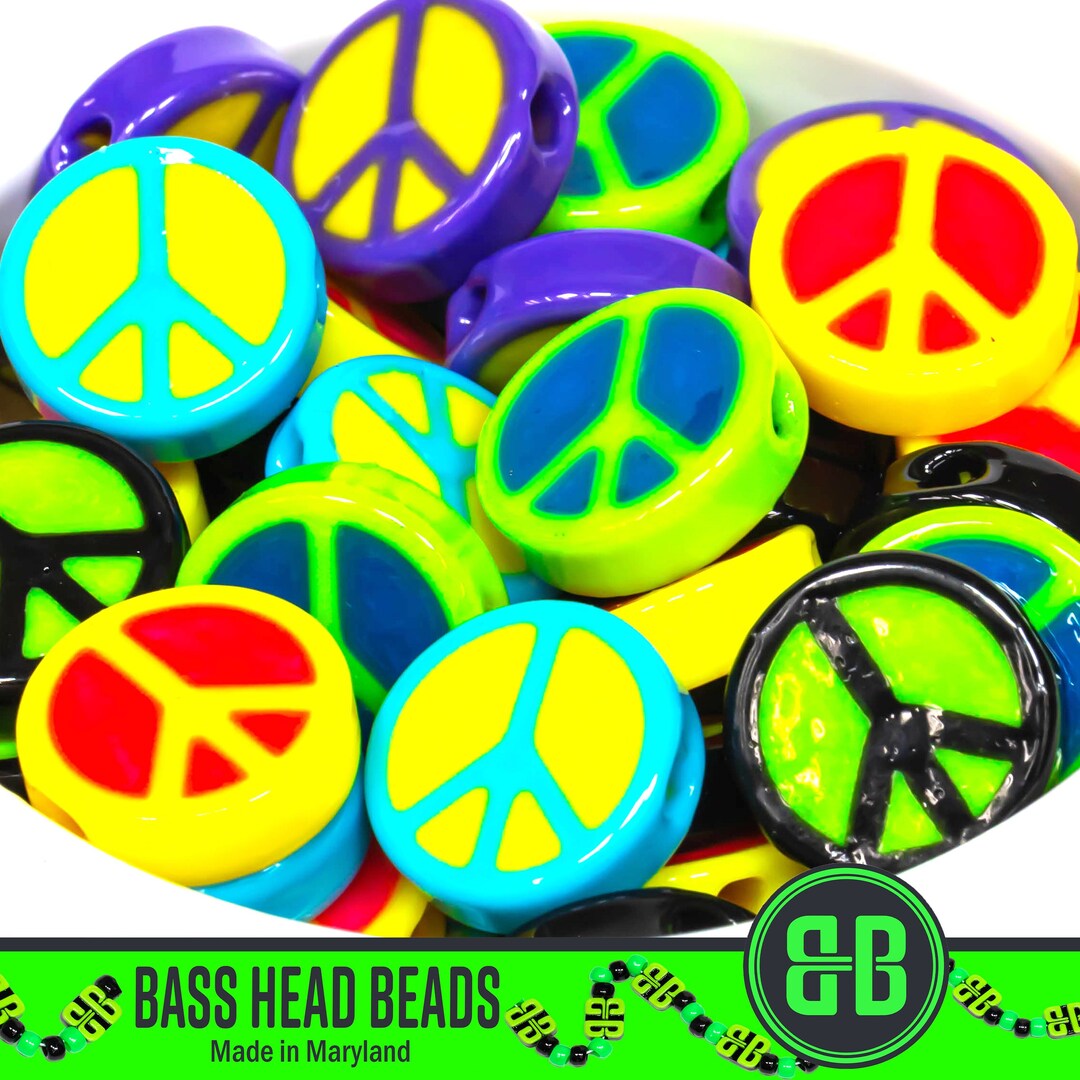 Peace Sign Kandi Beads Choose From Blue Black, Red Gold, Pink White ...