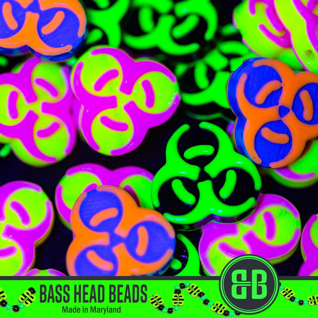 Biohazard Kandi Beads | UV Glossy, Colorful Plastic Rave Beads - Etsy