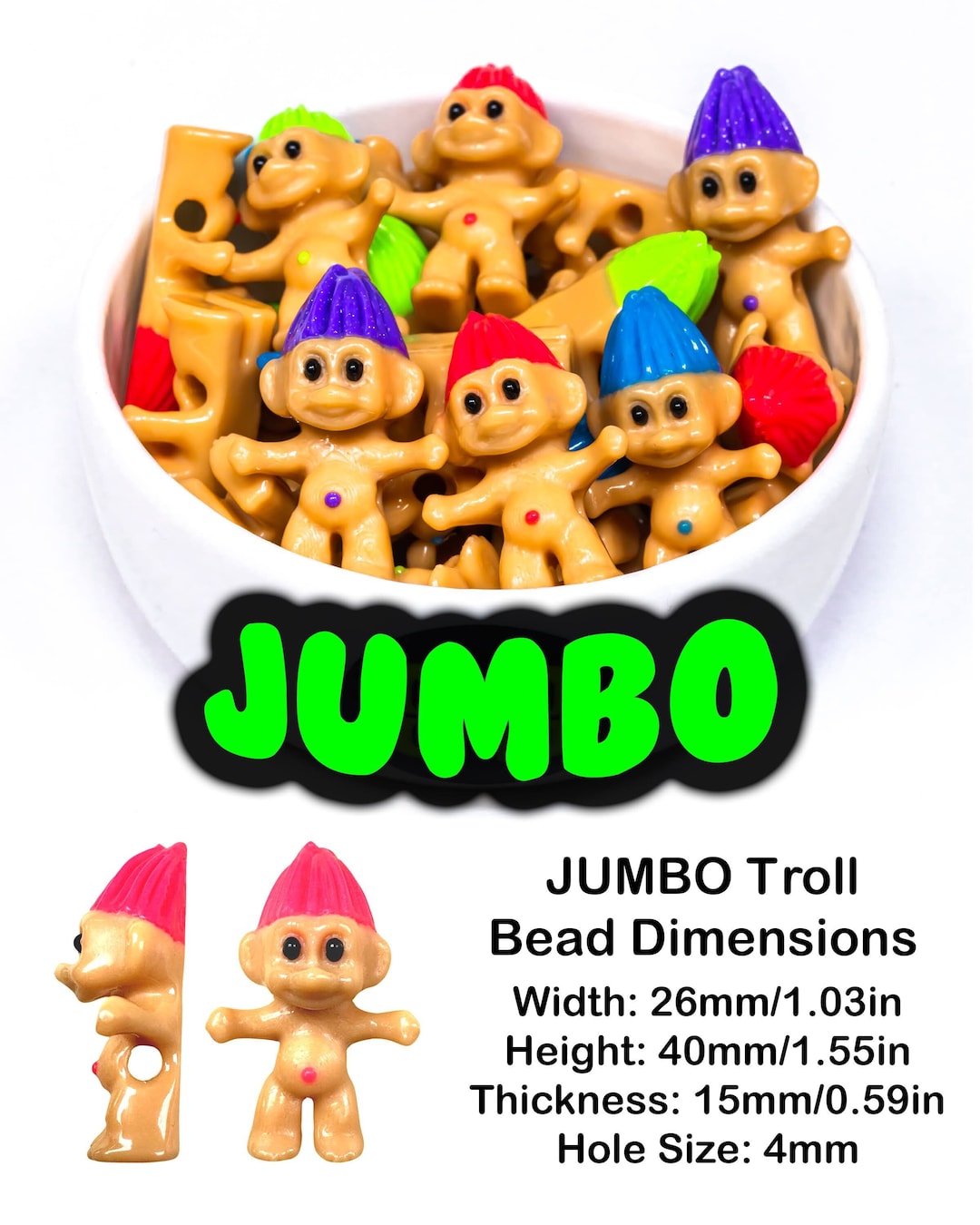 Jumbo Troll Doll Beads | Music Festival Rave Charms - Etsy