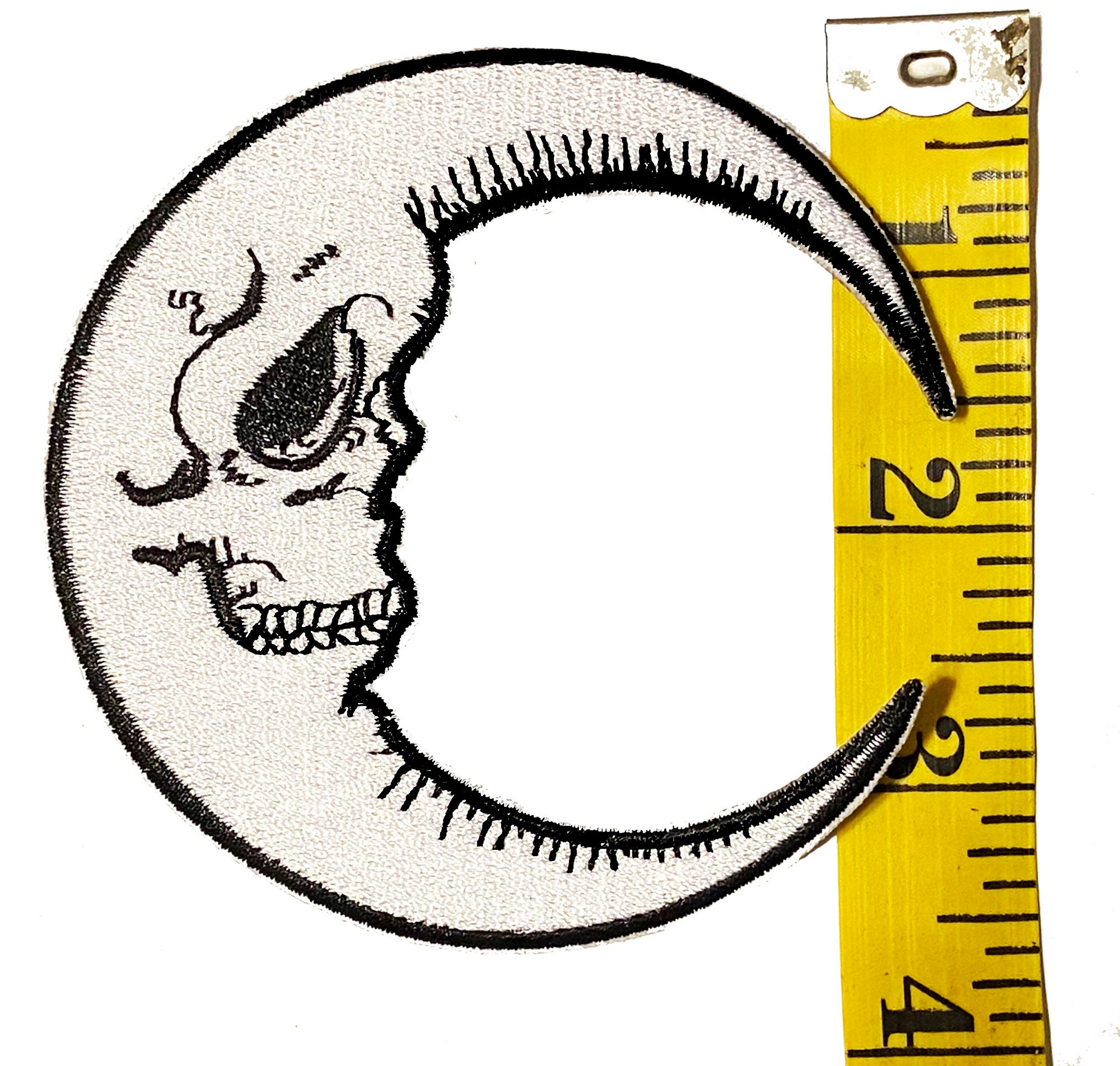 Man On The Moon Skull Iron On Patch Luna Shimmering Crescent Etsy