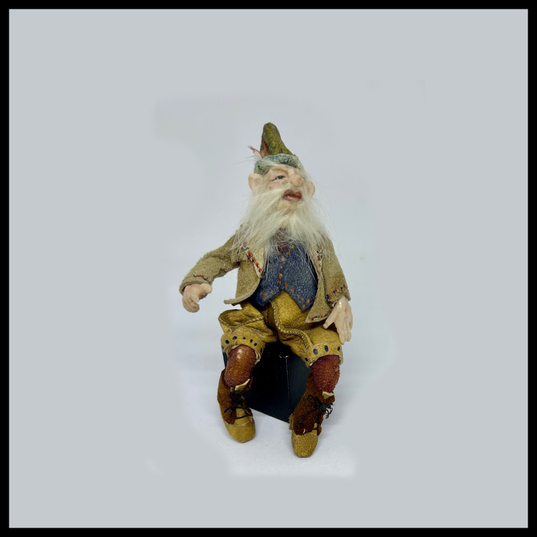 Miniature 1:12 Porcelain ELF Forest Dweller Doll Dressed in Leather ...