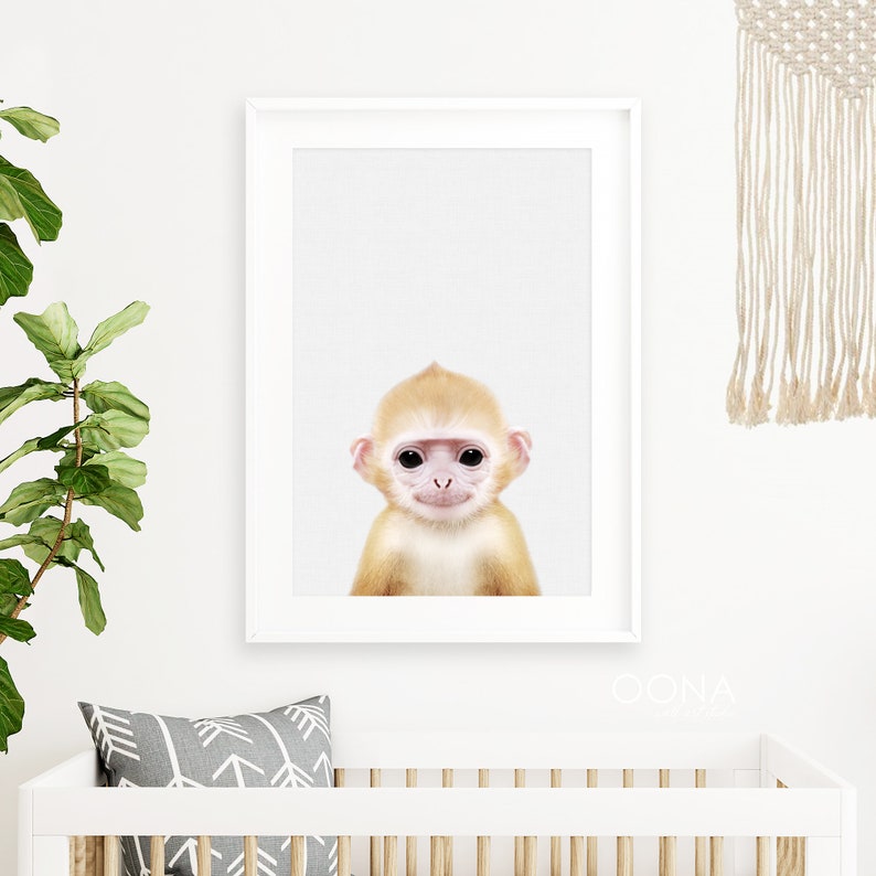 Monkey Print Baby Monkey PRINTABLE Animal Wall Art Monkey Nursery Decor ...