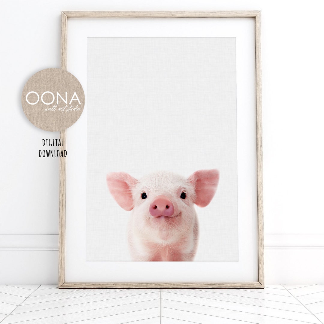 Pig Print Piglet Art Baby Farm Animal Print Pig Wall Art Cute Farm Baby ...
