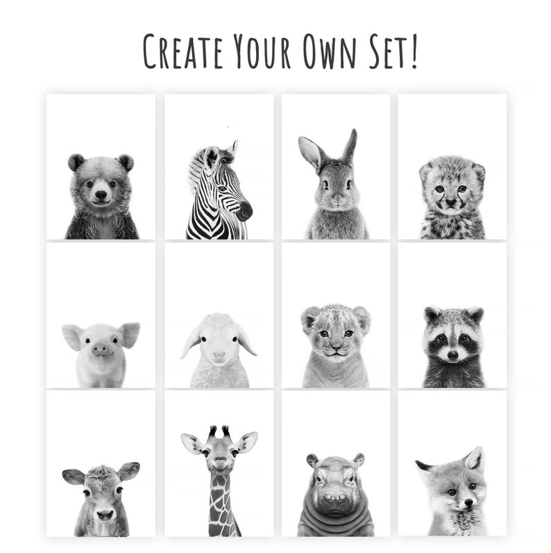Black and White Nursery Animal Prints PRINTABLE Safari Nursery Prints ...