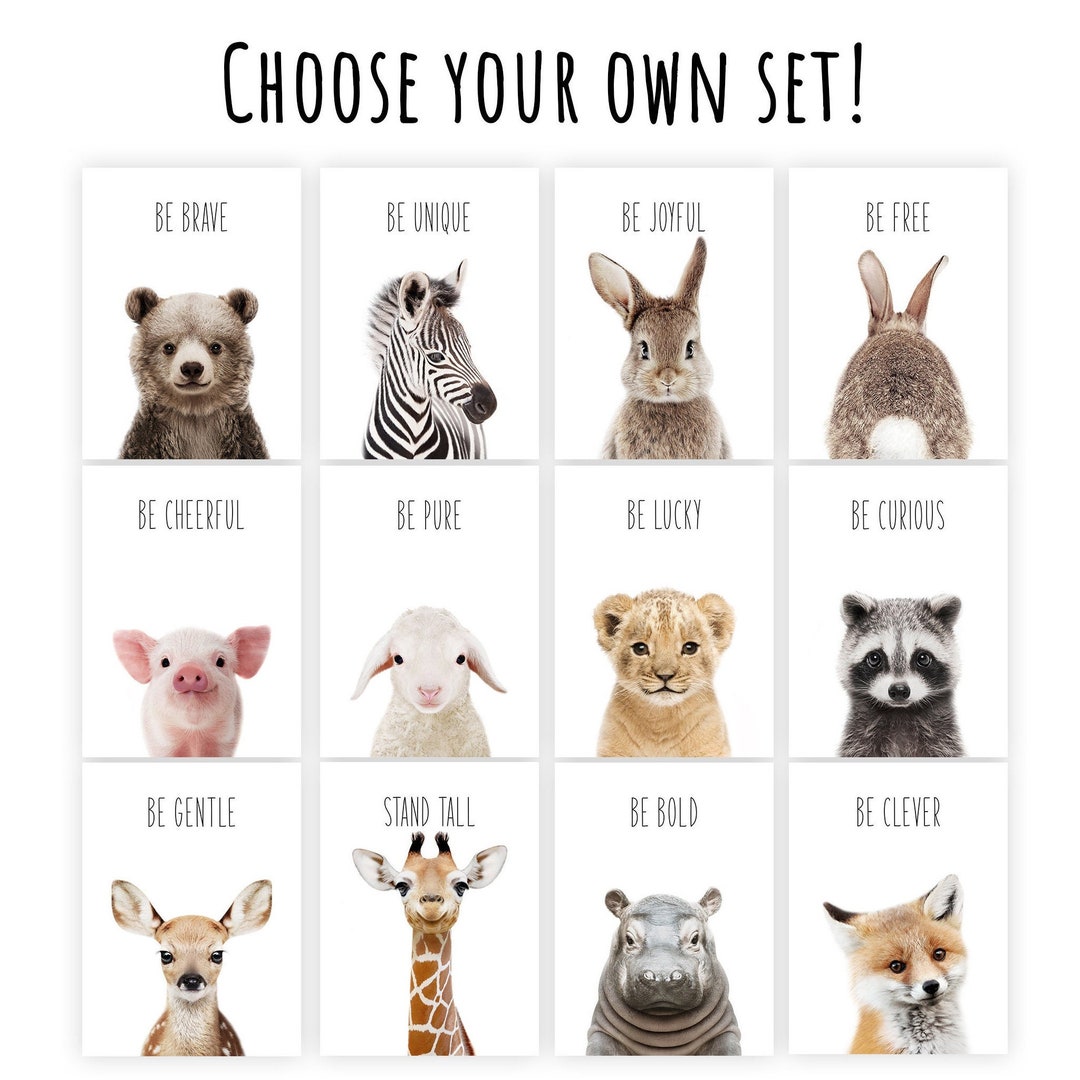 Inspirational Nursery Quote Prints Baby Animal Wall Art for Kids ...
