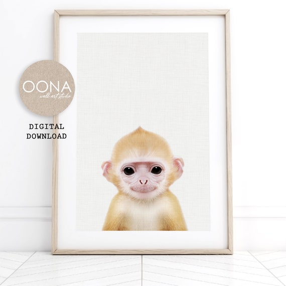 Monkey Print Baby Monkey PRINTABLE Animal Wall Art Monkey | Etsy