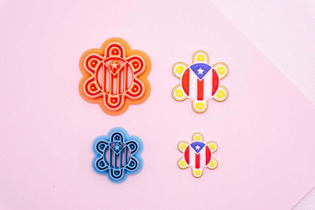 Puerto Rico Flag Sol Taino Clay Cutter, Puerto Rican Polymer Clay ...