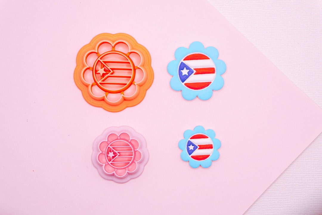 Puerto Rico Flag Flower Clay Cutter, Puerto Rican Polymer Clay Cutter ...