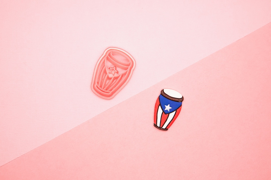 Bomba Drum Puerto Rico Flag Clay Cutter, Bongo Drum Puerto Rican ...