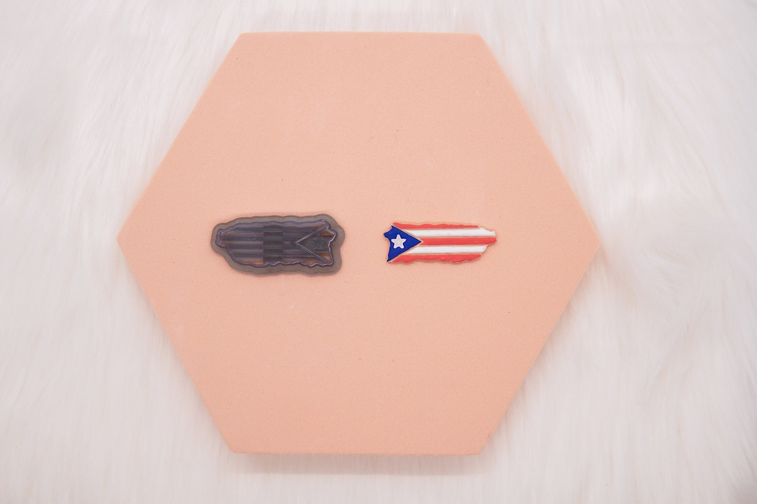 Puerto Rico Island Flag Imprinted Clay Cutter, Puerto Rican Polymer ...