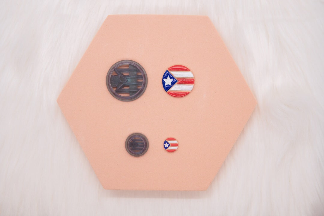 Puerto Rico Flag Circle Imprinted Clay Cutter, Puerto Rican Polymer ...