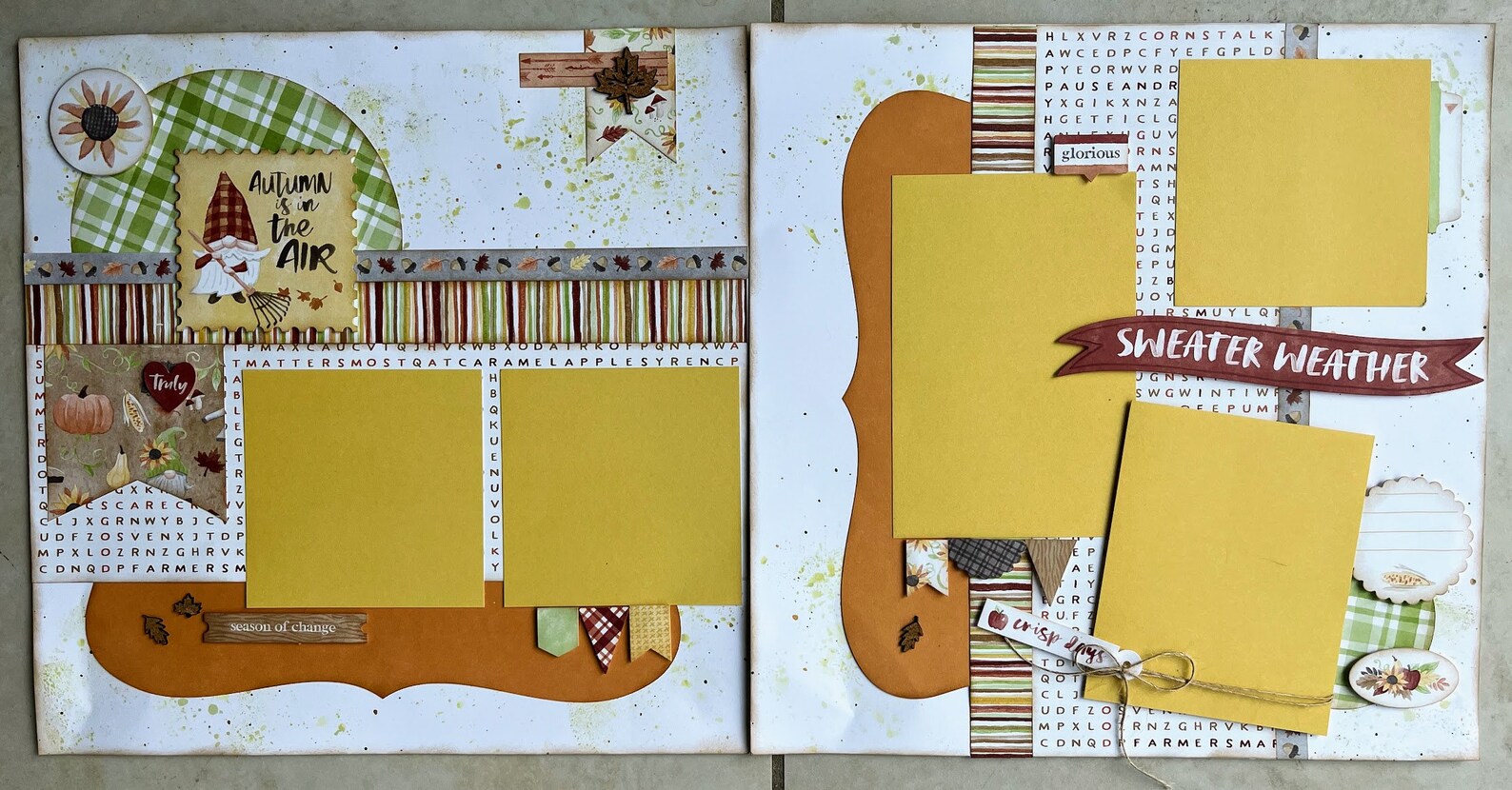 Gnome Fall Fun Scrapbook Kit 6-pages Autumn - Etsy