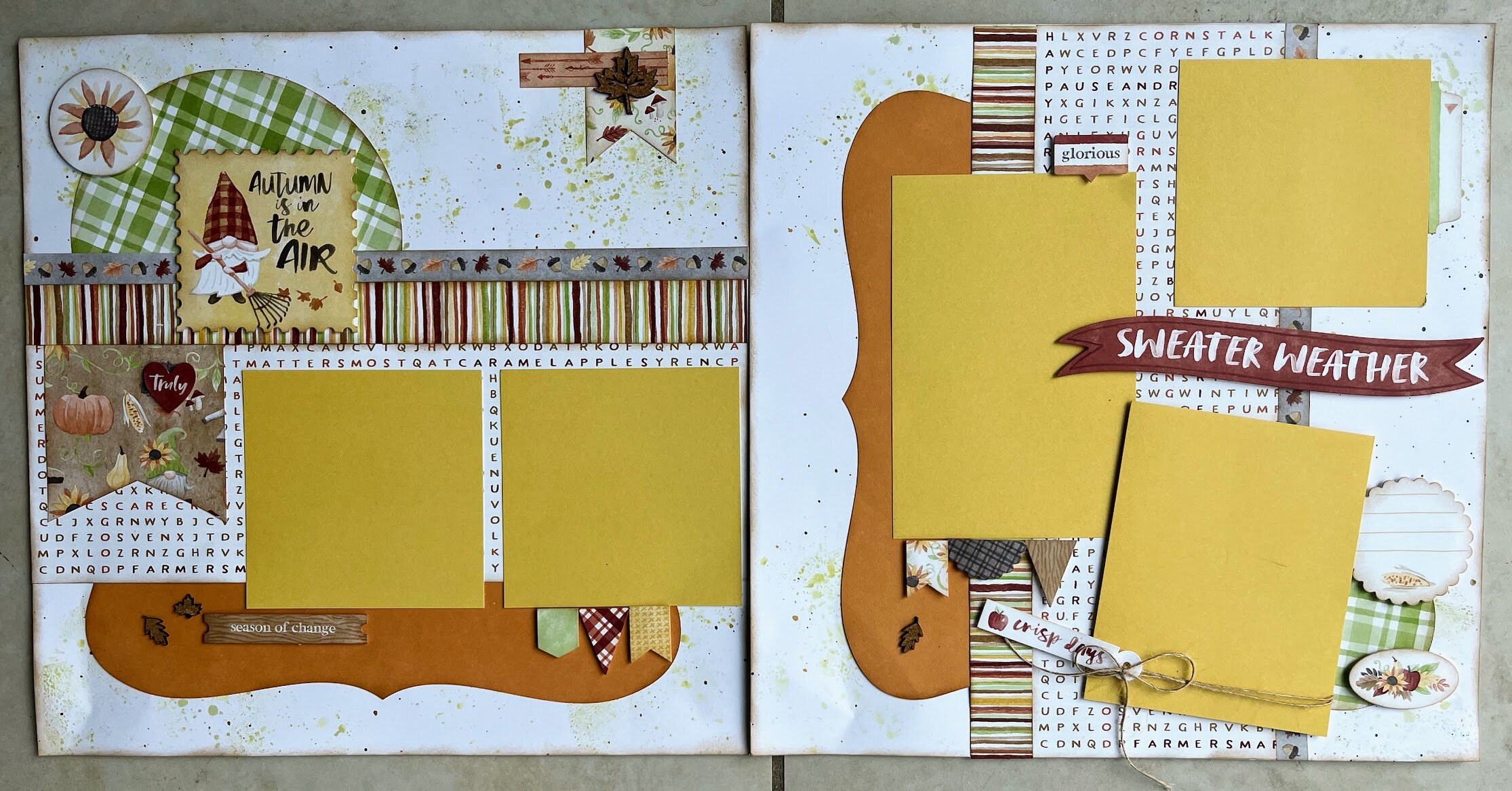 Gnome Fall Fun Scrapbook Kit 6-pages Autumn - Etsy