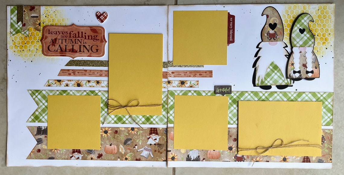 Gnome Fall Fun Scrapbook Kit 6-pages Autumn - Etsy