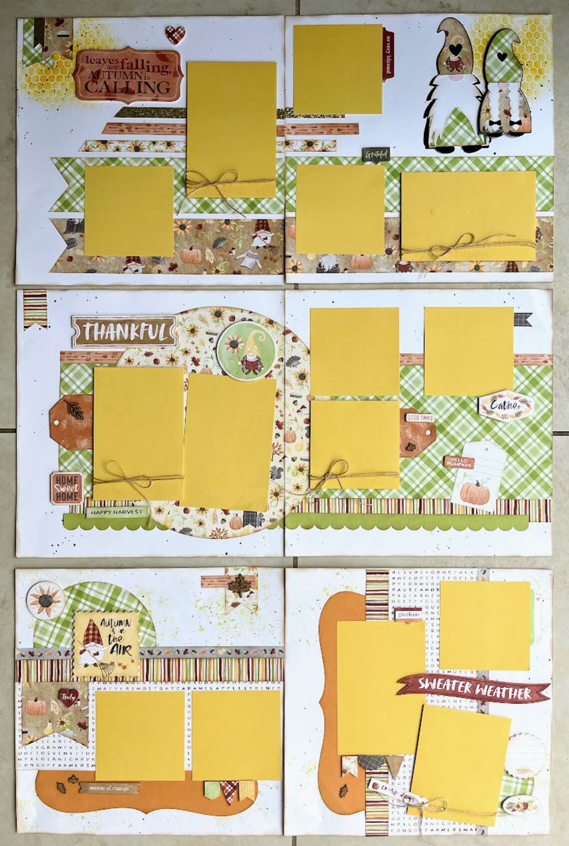 Gnome Fall Fun Scrapbook Kit 6-pages Autumn - Etsy Canada