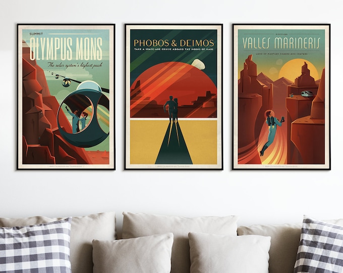 Spacex Vintage Space Travel Posters SPACEX MARS POSTERS Set - Etsy