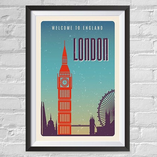 London Skyline Print A4 London Landmarks London Cityscape | Etsy
