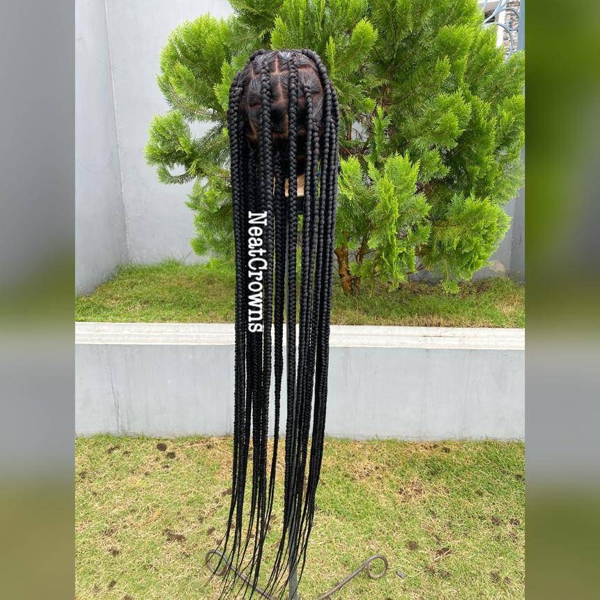 Jumbo knotless box braids wig for black women cornrows wig | Etsy