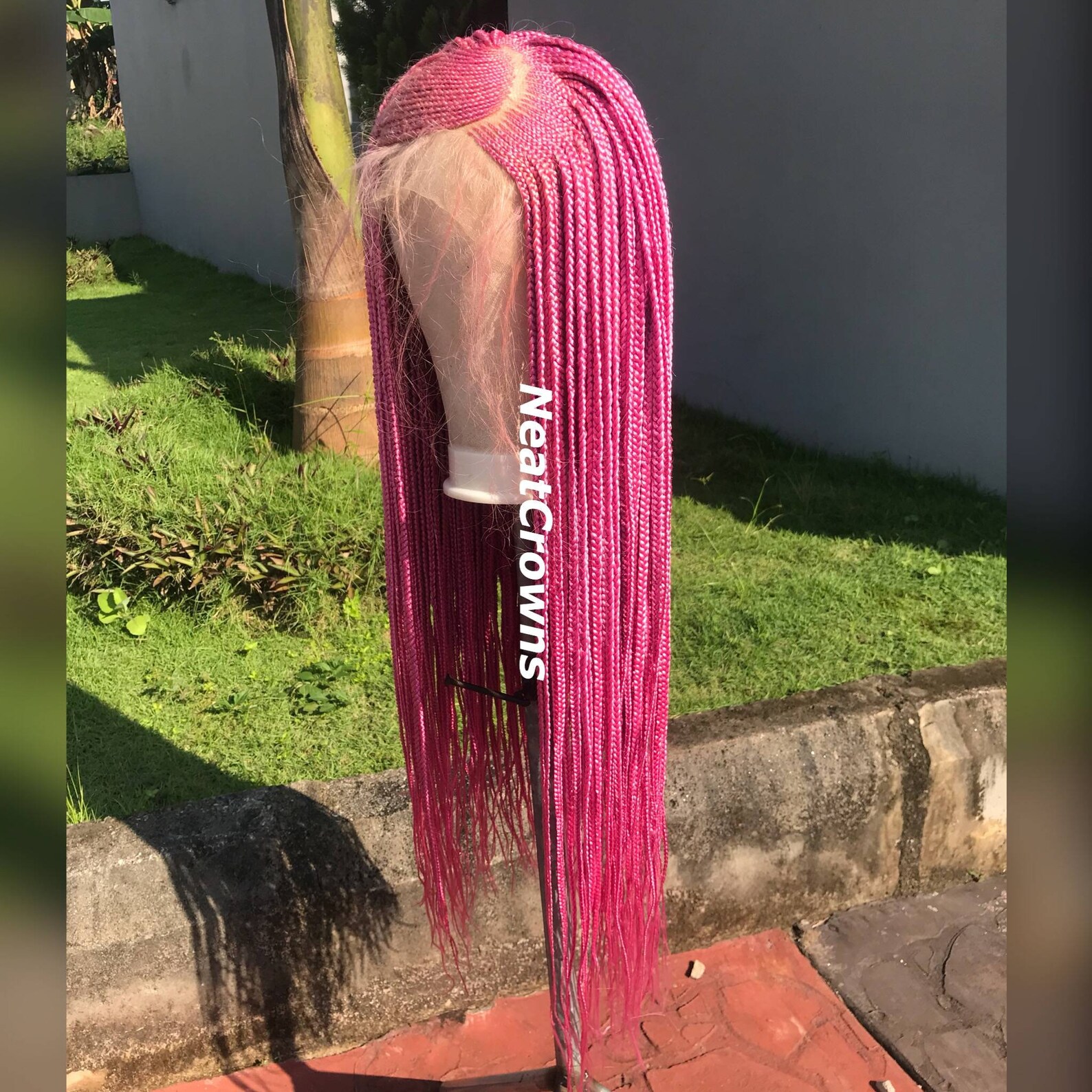 Ready to Ship Pink Cornrow Red Box Braids Wig Cornrows Blonde | Etsy