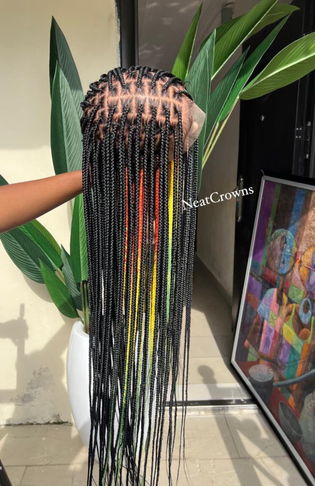 Ready to Ship Dragon Fire Knotless Wig Colored Lace Wigs Box Braids ...