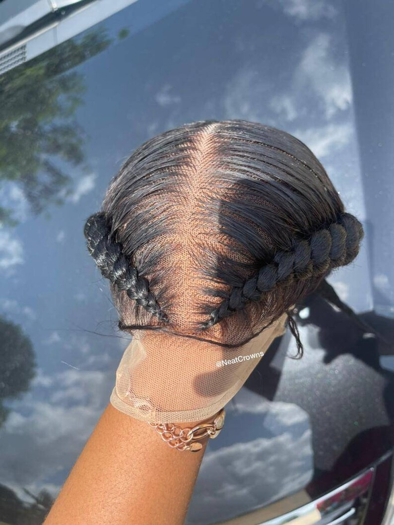 2 Pigtail Braids Cornrows Wig Cornrow Wigs Braided Wig Box Braids ...