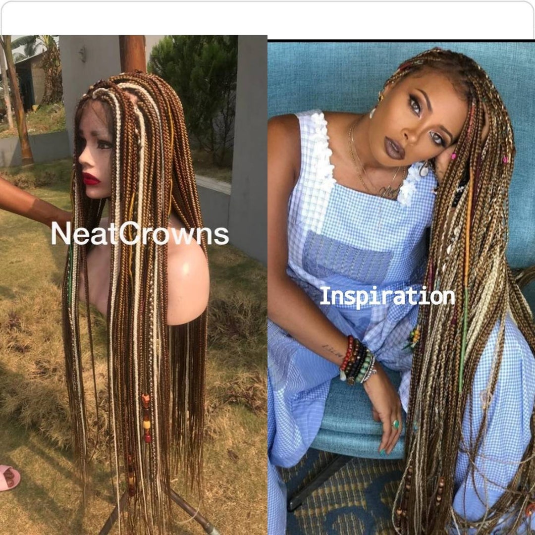 Ready to Ship Medium Eva Box Braids Wig for Black Women - Etsy