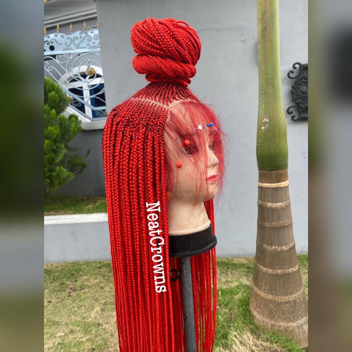 Ready to Ship Red Cornrows Wig Cornrow Wigs Knotless Box | Etsy