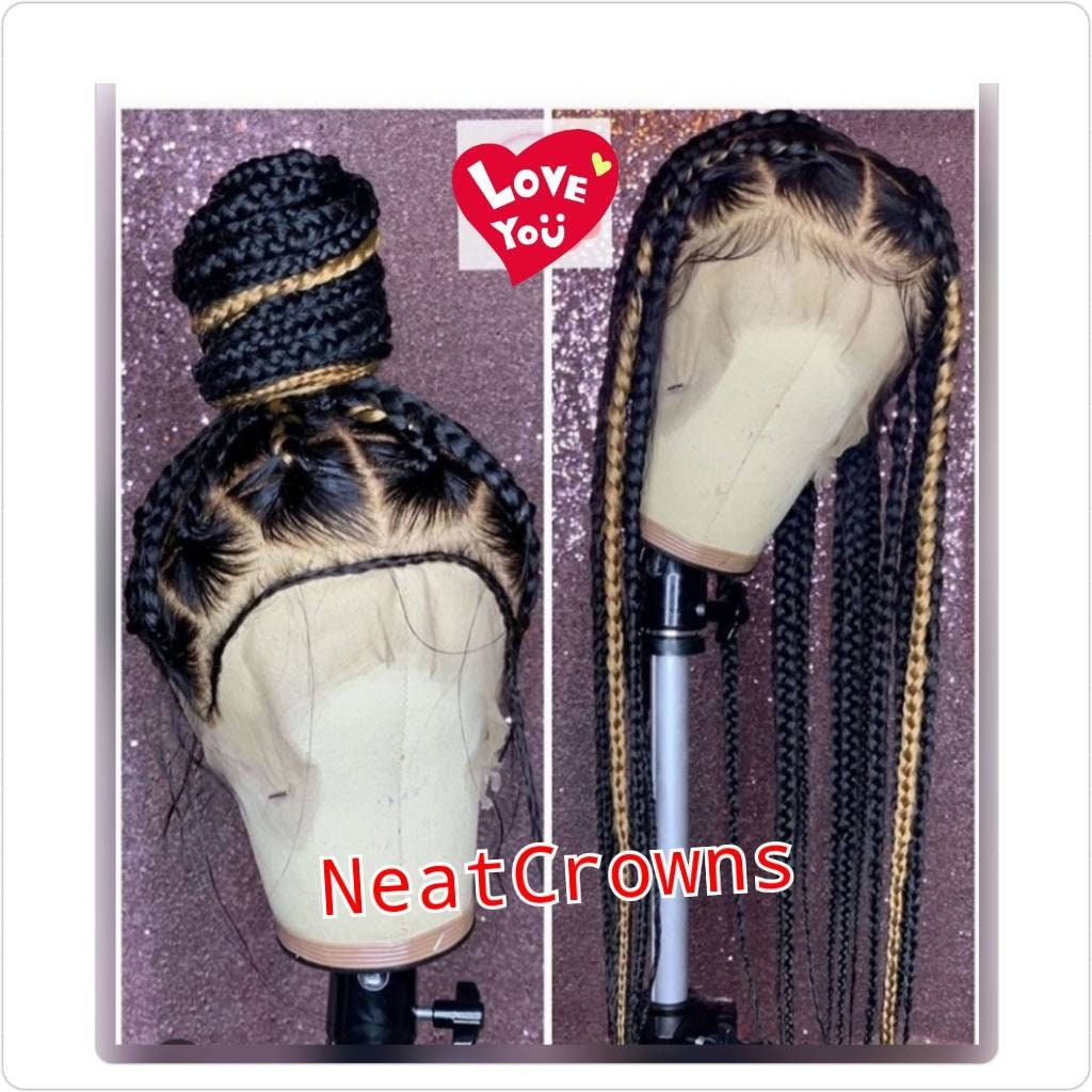 Jumbo knotless box braids wig for black women cornrows wig | Etsy