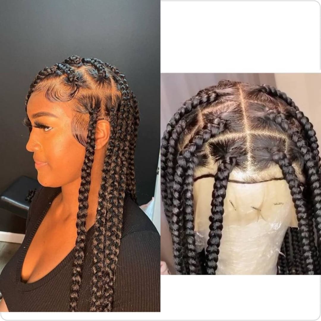 Jumbo Knotless Box Braids Wig for Black Women Cornrows Wig Cornrow Wigs ...