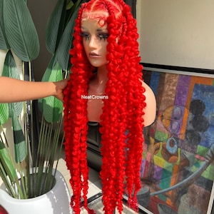 Red Jumbo Butterfly Braids Wig Knotless Braid Wigs Braided Wigs Jungle ...
